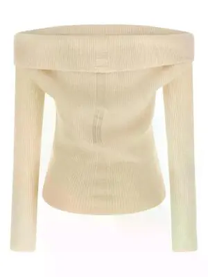Rick Owens Cowl Ribbed Sweater - Neutrals