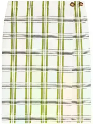 Victoria Beckham Check Wrap Skirt - White