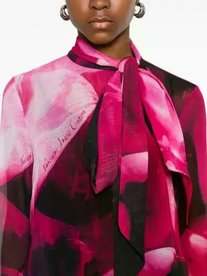 Versace Printed Tie-neck Blouse