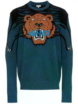 Kenzo Tiger Intarsia Jumper - Blue