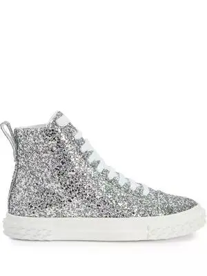 GIUSEPPE ZANOTTI Eco-blabber High-top Glitter Sneakers - Silver