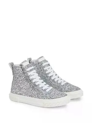 GIUSEPPE ZANOTTI Eco-blabber High-top Glitter Sneakers - Silver