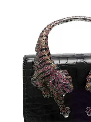 Roberto Cavalli Tiger-embellished Shoulder Bag - Black