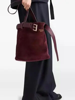 Prada Buckle-belted Suede Bag
