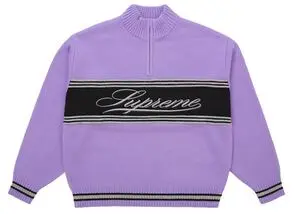 Supreme Script Stripe Half Zip Sweater