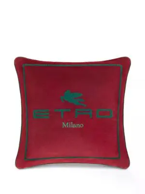 Etro Embroidered-logo Cushion - Red