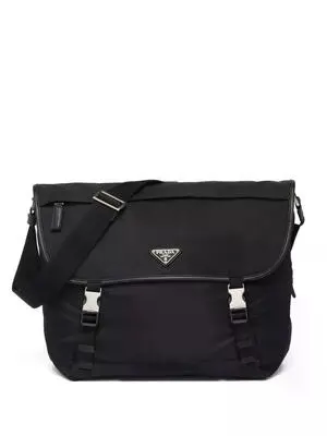 Prada Triangle Logo Buckle Messenger Bag - Black