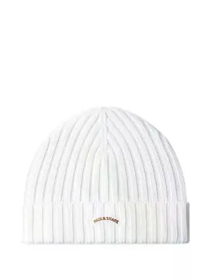 Paul & Shark Ribbed Beanie - White