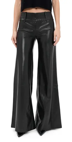 Mid-Rise Vegan Leather Trousers