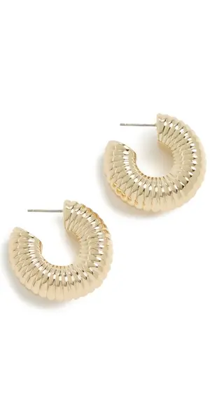 KENNETH JAY LANE Gold-plated Textured Hoop Earrings - Polished Gold