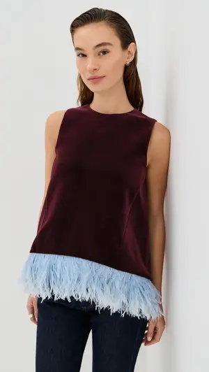 La DoubleJ La Scala Feather-trimmed Top