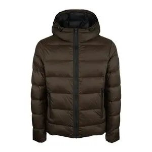 FAY Calendered Poplin Double Front Down Jacket - Brown