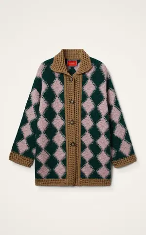 La DoubleJ Crochet Star Cardigan - Multicolor Pink