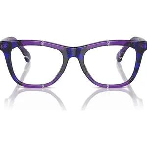 Burberry 47mm Square Optical Glasses - Check Violet/demo Lens