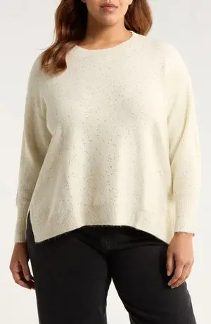 Vince Camuto Sequin Accent Crewneck Sweater - Cream Puff