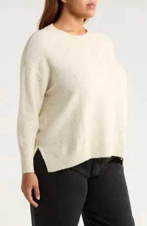Vince Camuto Sequin Accent Crewneck Sweater - Cream Puff