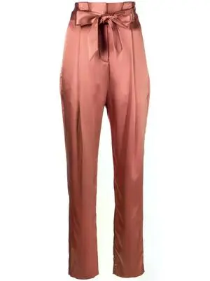 Michelle Mason High-waisted Pleated Trousers - Brown