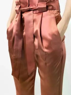 Michelle Mason High-waisted Pleated Trousers - Brown