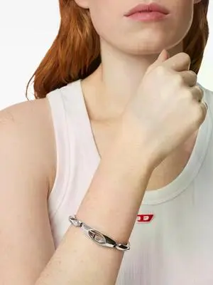 DIESEL® Cutout Oval Logo Bracelet - Silver
