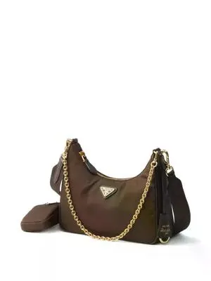 Prada Re-edition 2005 Shoulder Bag With Saffiano Leather Trim - Brown