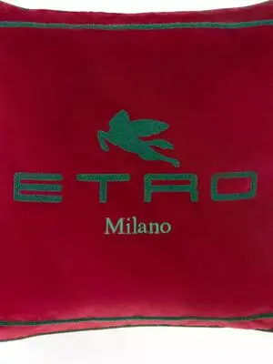 Etro Embroidered-logo Cushion - Red