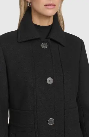Andrew Marc Emmeline Wool-blend Basket Weave Coat - Black
