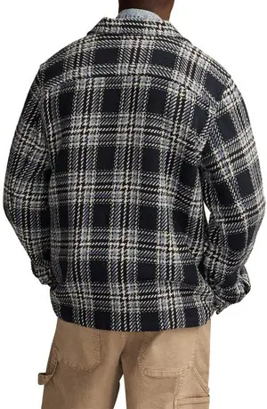 Lucky Brand Plaid Twill Shirt Jacket - Navy Multi