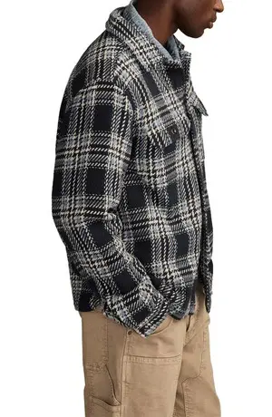 Lucky Brand Plaid Twill Shirt Jacket - Navy Multi