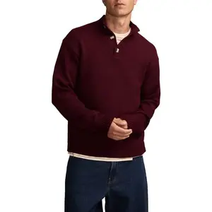 Lucky Brand Half-button Mock Neck Sweater - Maroon Banner