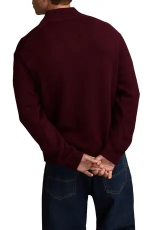 Lucky Brand Half-button Mock Neck Sweater - Maroon Banner