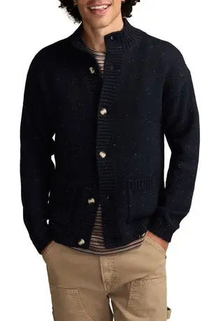 Lucky Brand Nep Mock Neck Cardigan - Naval Academy