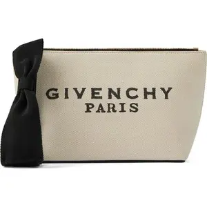 Givenchy Small Logo Canvas Wristlet Pouch - 255-beige/black