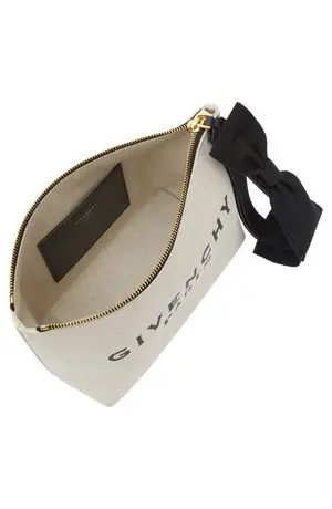 Givenchy Small Logo Canvas Wristlet Pouch - 255-beige/black