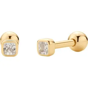 MADE BY MARY Cubic Zirconia Birthstone Stud Earrings - Gold Vermeil/april