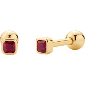 MADE BY MARY Cubic Zirconia Birthstone Stud Earrings - Gold Vermeil/january