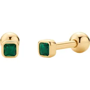 MADE BY MARY Cubic Zirconia Birthstone Stud Earrings - Gold Vermeil/may