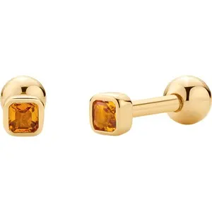 MADE BY MARY Cubic Zirconia Birthstone Stud Earrings - Gold Vermeil/november
