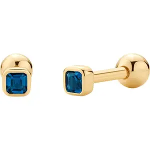 MADE BY MARY Cubic Zirconia Birthstone Stud Earrings - Gold Vermeil/september