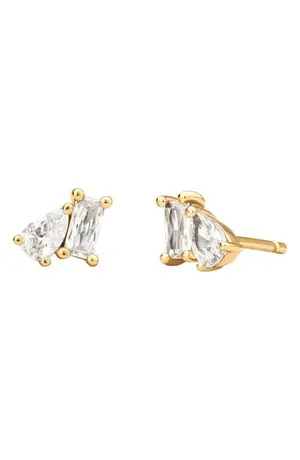 MADE BY MARY Toi Et Moi Stud Earrings - Gold Vermeil