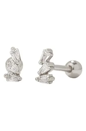 MADE BY MARY Triple Baguette Stud Earrings - Silver