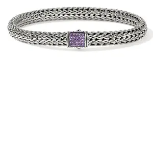 John Hardy Sterling Silver Icon Bracelet With Pavé Sapphires - Amethyst