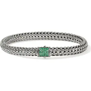 John Hardy Sterling Silver Icon Bracelet With Pavé Sapphires - Emerald