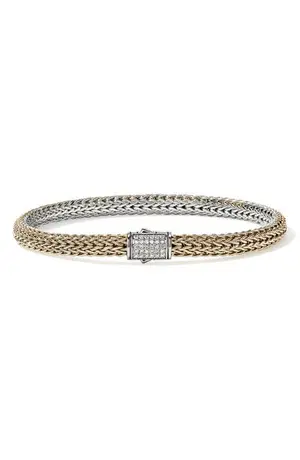 John Hardy Sterling Pavé Diamond Icon Bracelet - Silver And Gold