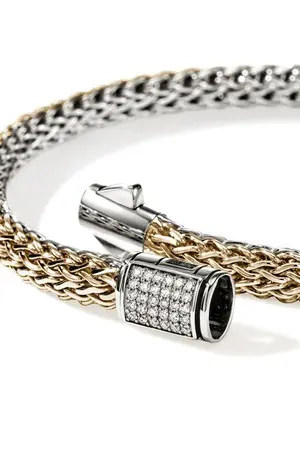 John Hardy Sterling Pavé Diamond Icon Bracelet - Silver And Gold