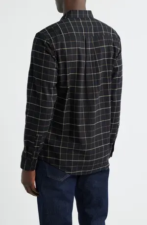Nordstrom Grid Cotton & Cashmere Button-up Shirt