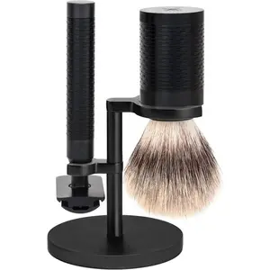MUHLE Rocca Stainless Steel 3-piece Silvertip Fiber & Safety Razor Shaving Set - Black