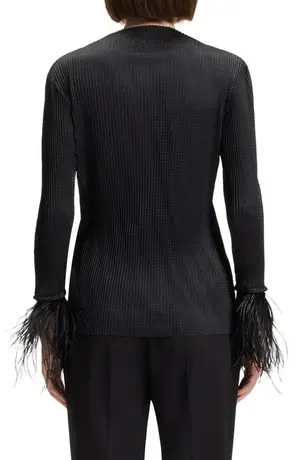 BOSS Efedera Texture Feather Cuff Top