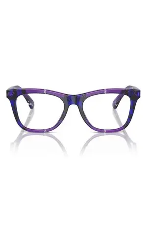 Burberry 45mm Square Optical Glasses - Check Violet/demo Lens