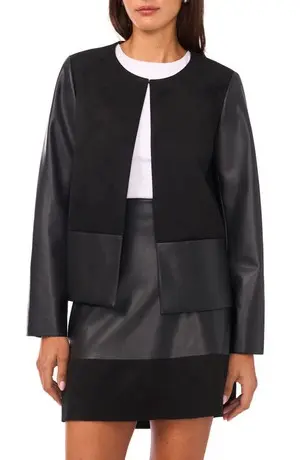 Vince Camuto Faux Suede And Faux Leather Jacket
