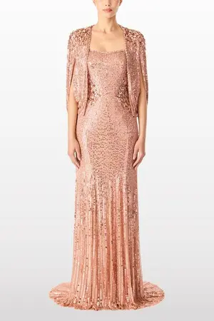 Jenny Packham Mina Sequin Capelet - Sable